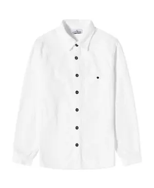 Stone Island Corduroy Buttoned Overshirt - White