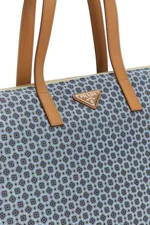 Prada Large Geometric Pattern Tote Bag - Gray