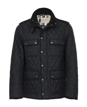 Burberry Diamond Quilted Stand Collar Jacket - Black