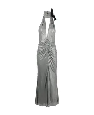 Alessandra Rich Halterneck Open-back Maxi Dress - Gray