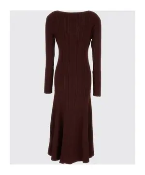 SELF-PORTRAIT Lace Trimmed Midi Dress - Brown