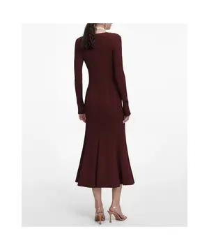 SELF-PORTRAIT Lace Trimmed Midi Dress - Brown