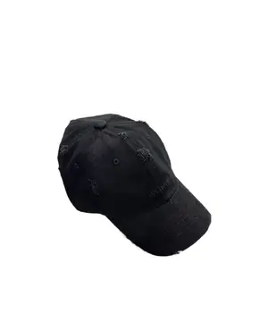 We11Done Distressed Baseball Cap - Black