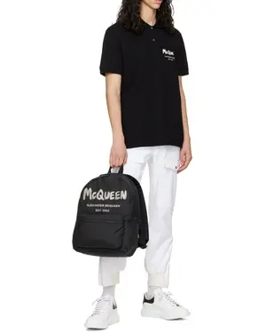 Alexander McQueen Graffiti Logo Backpack - Black