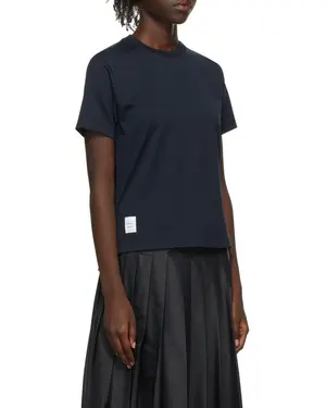 Thom Browne Crewneck T-shirt With Logo Label - No