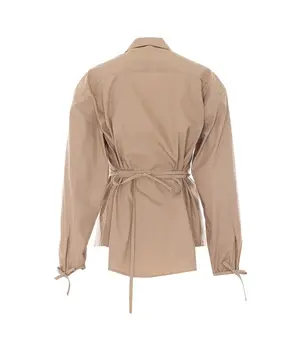 Moncler Logo Patch Zipped Shirt Jacket - Beige