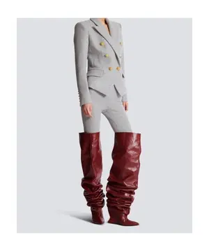 Balmain Cotton Knit 6-button Double-breasted Jacket - Grey
