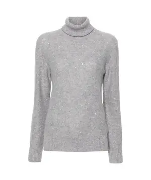 Fabiana Filippi Sequin Embellished Turtleneck Jumper - Gray