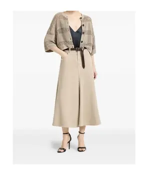 Brunello Cucinelli Cropped Mesh Knit Cardigan With Striped Detail