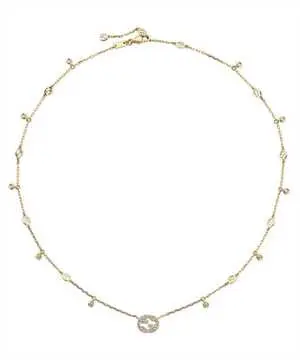 Gucci Logo Pendant Diamond Necklace - Yellow