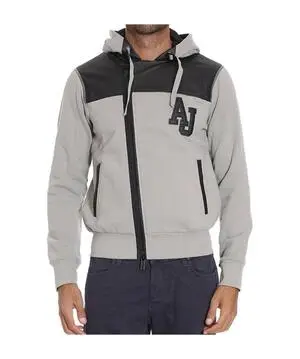 Emporio Armani Hooded Casual Jacket With Zipper Opening - Gray