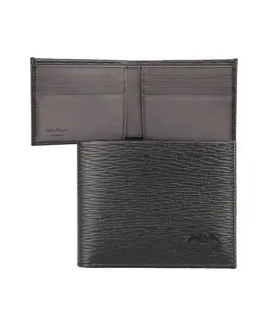 FERRAGAMO Gancini Bi-fold Wallet - Black