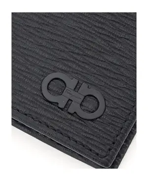 FERRAGAMO Gancini Bi-fold Wallet - Black