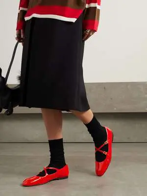 Thom Browne Patent Leather Ballet Flats With Buckled Straps