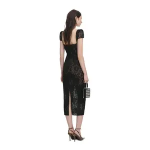 SELF-PORTRAIT Lace Button Detail Midi Dress