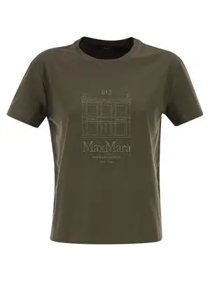 Max Mara Max Mara Graphic-Embroidered Crewneck T-Shirt Khaki