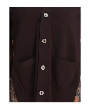 Sacai Floral Print Cardigan - Brown