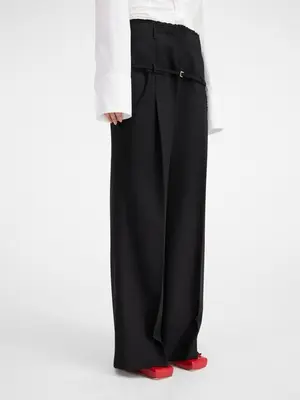 Jacquemus Belted Wide-leg Pants - Black
