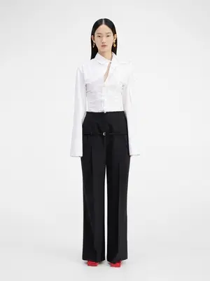 Jacquemus Belted Wide-leg Pants - Black