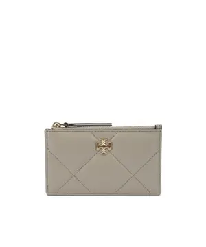 Tory Burch Kira Logo Plaque Zipped Wallet - Nude