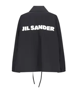 JIL SANDER Logo-printed Textured Casual Jacket - Black