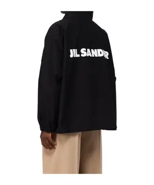 JIL SANDER Logo-printed Textured Casual Jacket - Black