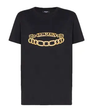 Balmain Chain Print Short Sleeve T-shirt