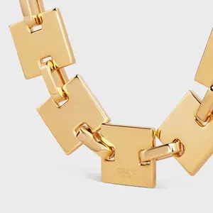 Celine Square Necklace In Brass With Gold Finish