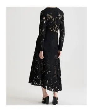 PATOU Lace Long-sleeve Midi Dress - Black