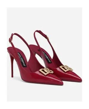 Dolce & Gabbana Logo Plaque Pointed Toe Slingback Pumps