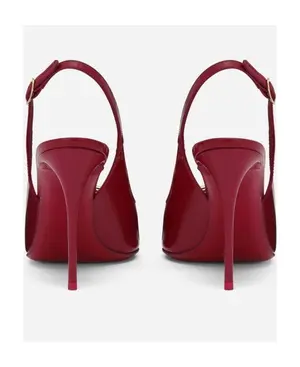 Dolce & Gabbana Logo Plaque Pointed Toe Slingback Pumps