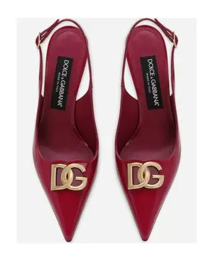 Dolce & Gabbana Logo Plaque Pointed Toe Slingback Pumps