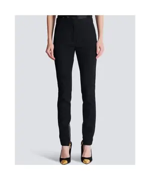 Balmain Zipped Slim-fit Grain De Poudre Trousers