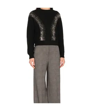 Max Mara Embellished Round Neck Long Sleeve Sweater