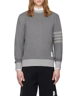Thom Browne Ribbed Long-sleeve Sweatshirt With Contrast Collar, Cuffs, And Hem