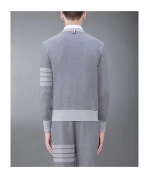 Thom Browne Ribbed Long-sleeve Sweatshirt With Contrast Collar, Cuffs, And Hem