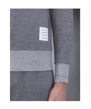 Thom Browne Ribbed Long-sleeve Sweatshirt With Contrast Collar, Cuffs, And Hem
