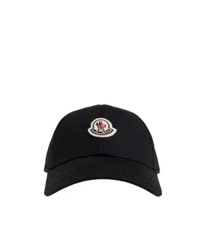 Moncler Gabardine Baseball Cap With Logo Patch - Black