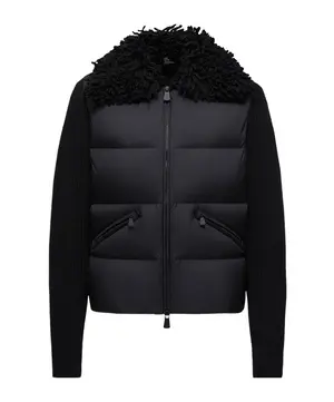 Moncler Padded Zip-up Cardigan With Fur Trim