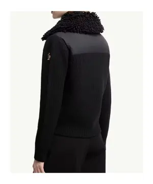 Moncler Padded Zip-up Cardigan With Fur Trim