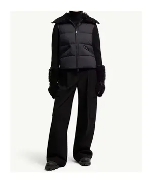 Moncler Padded Zip-up Cardigan With Fur Trim