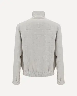 Brunello Cucinelli Zip-up Bomber Jacket With Stand Collar - Light Grey
