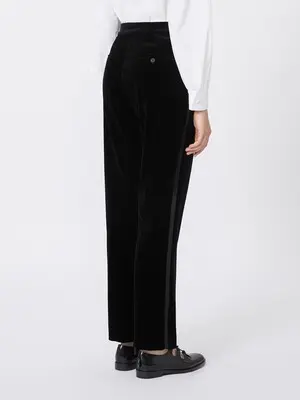 Max Mara Velvet-texture Side-stripe Tailored Trousers