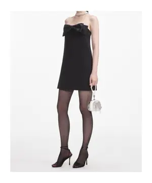 SELF-PORTRAIT Crepe Bandeau Mini Dress - Black