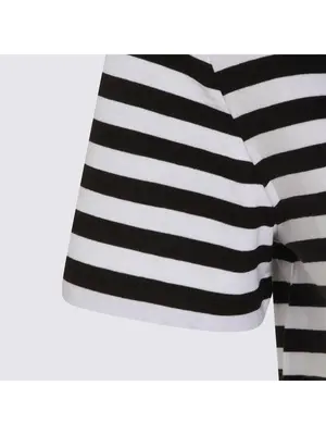 Max Mara Striped Logo Embroidered Crewneck T-shirt