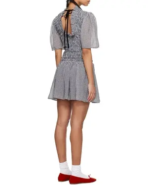 GANNI Checked Mini Dress With Lace Detail