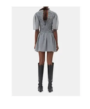 GANNI Checked Mini Dress With Lace Detail