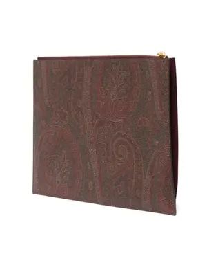 Etro Paisley Print Canvas Clutch Bag - Brown