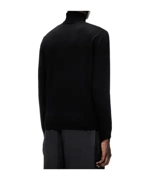 DIESEL® Turtleneck Knit Jumper With Embroidered Logo - Black