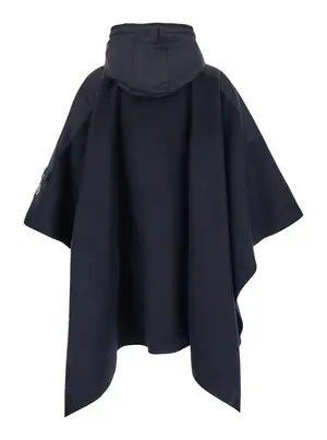 Moncler Hooded Zip-front Cape - Blue